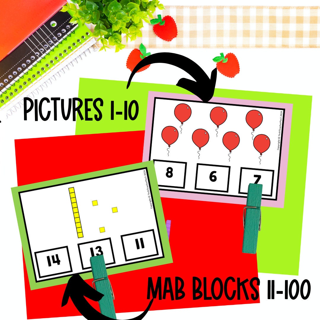 Count and Clip Number Cards 1-100 Kindergarten and First Grade Math - Etsy