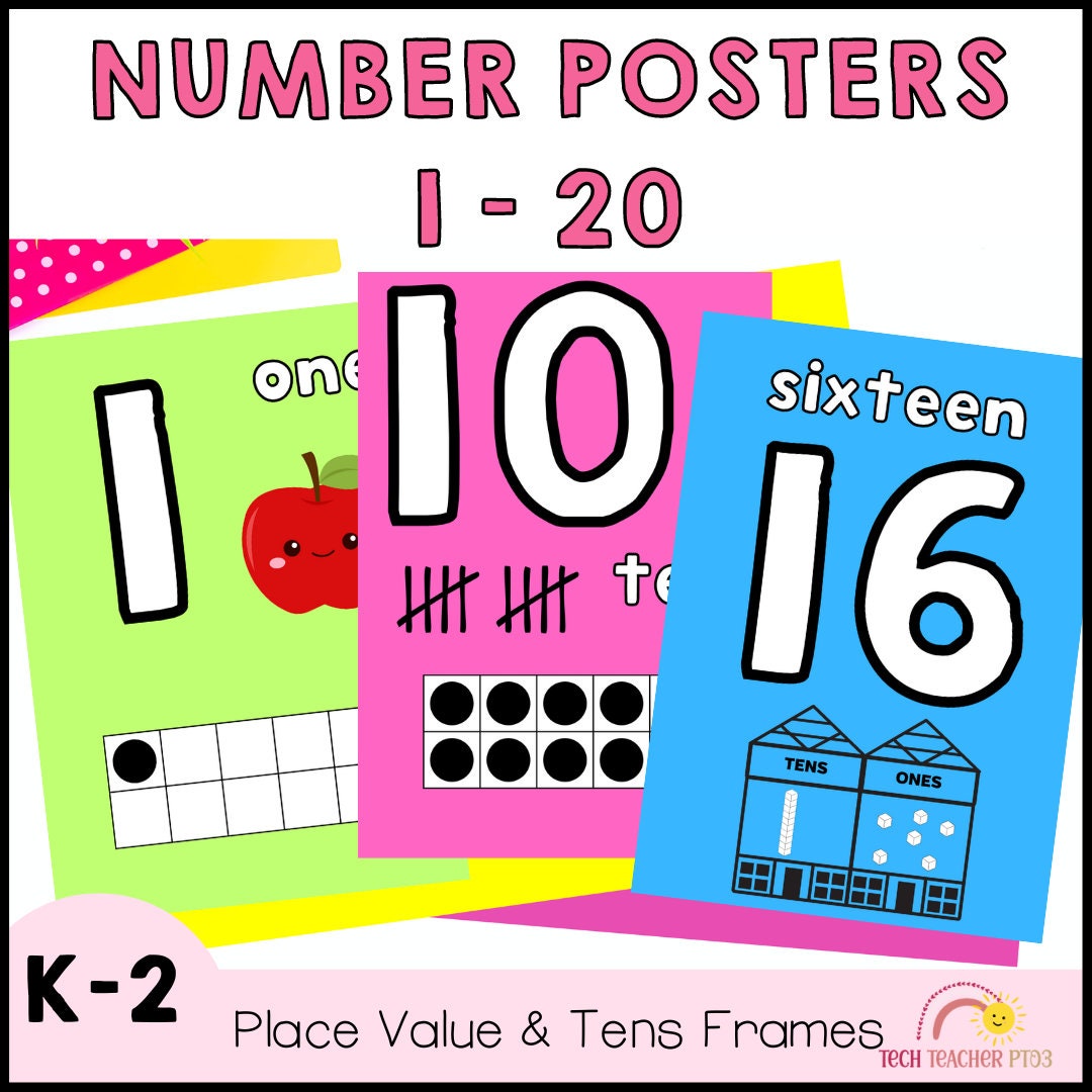 Number Posters 1 to 20 Tens Frames and Place Value - Etsy