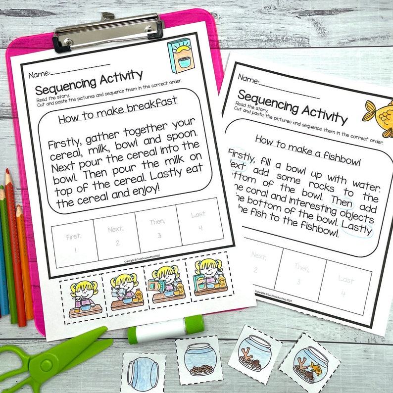 Read and Sequence Worksheets for Kindergarten - Etsy