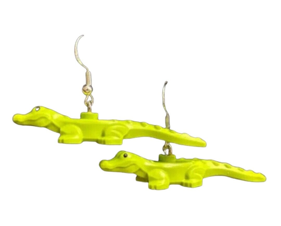 Brickohaulic Baby Alligator Dangle Earrings Handmade With LEGO® Bricks Parts - Etsy