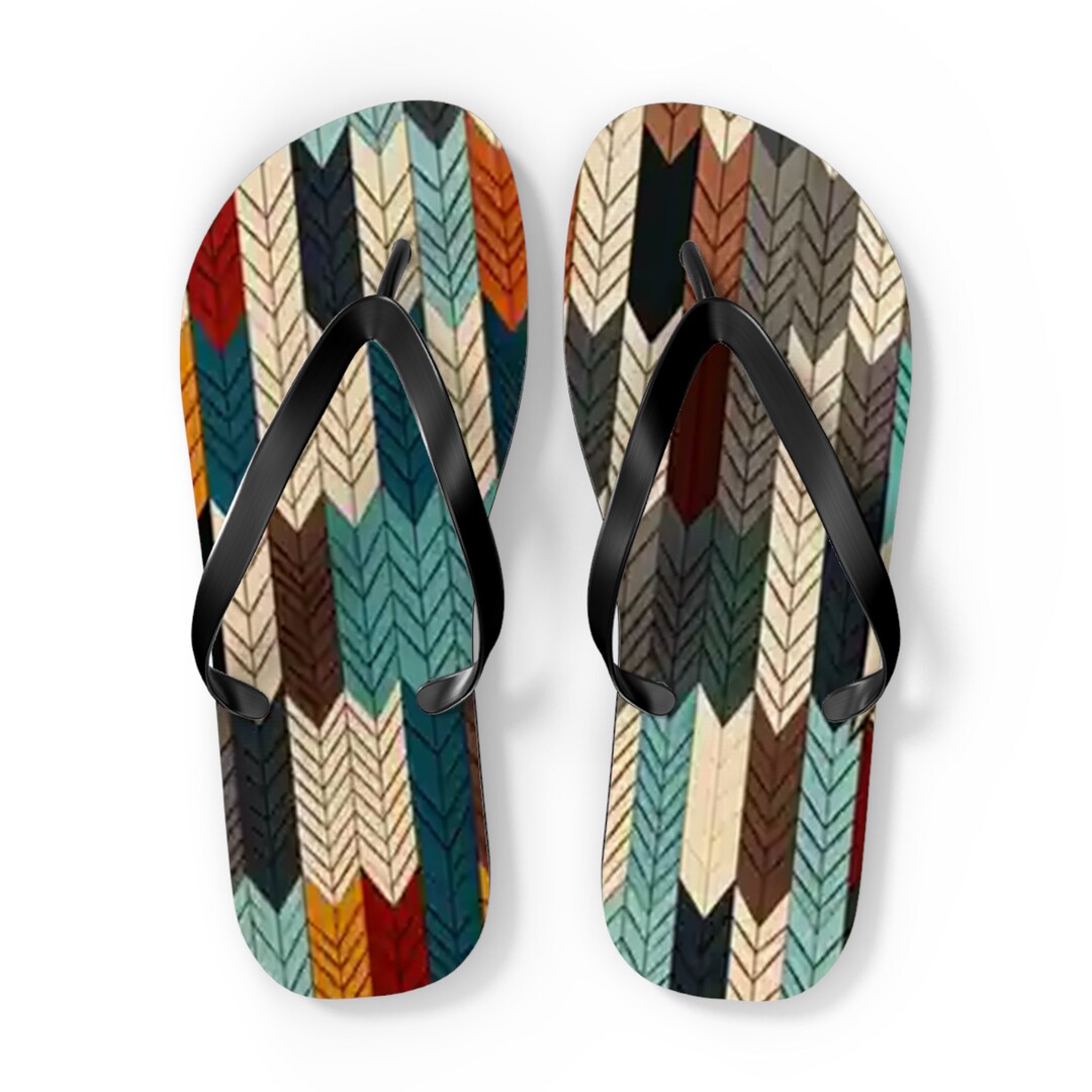 Color Rowed Feathers Flip Flops - Etsy