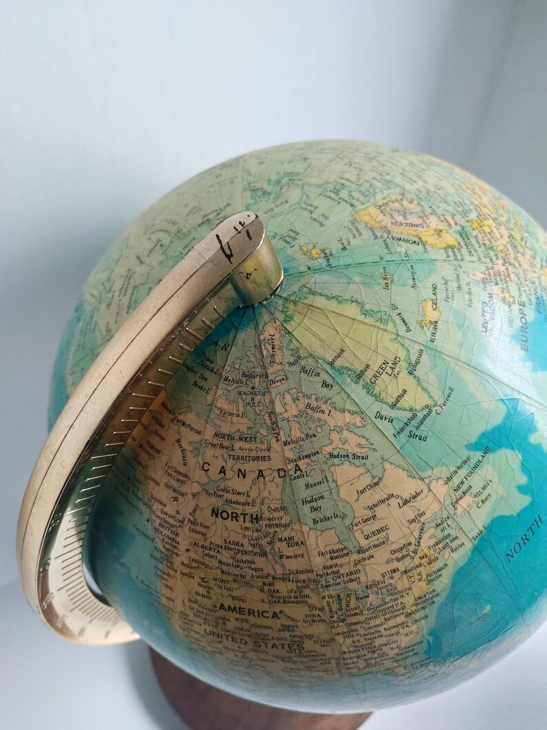 Vintage Atlas World Globe With Wood Base | Made in Japan - Etsy