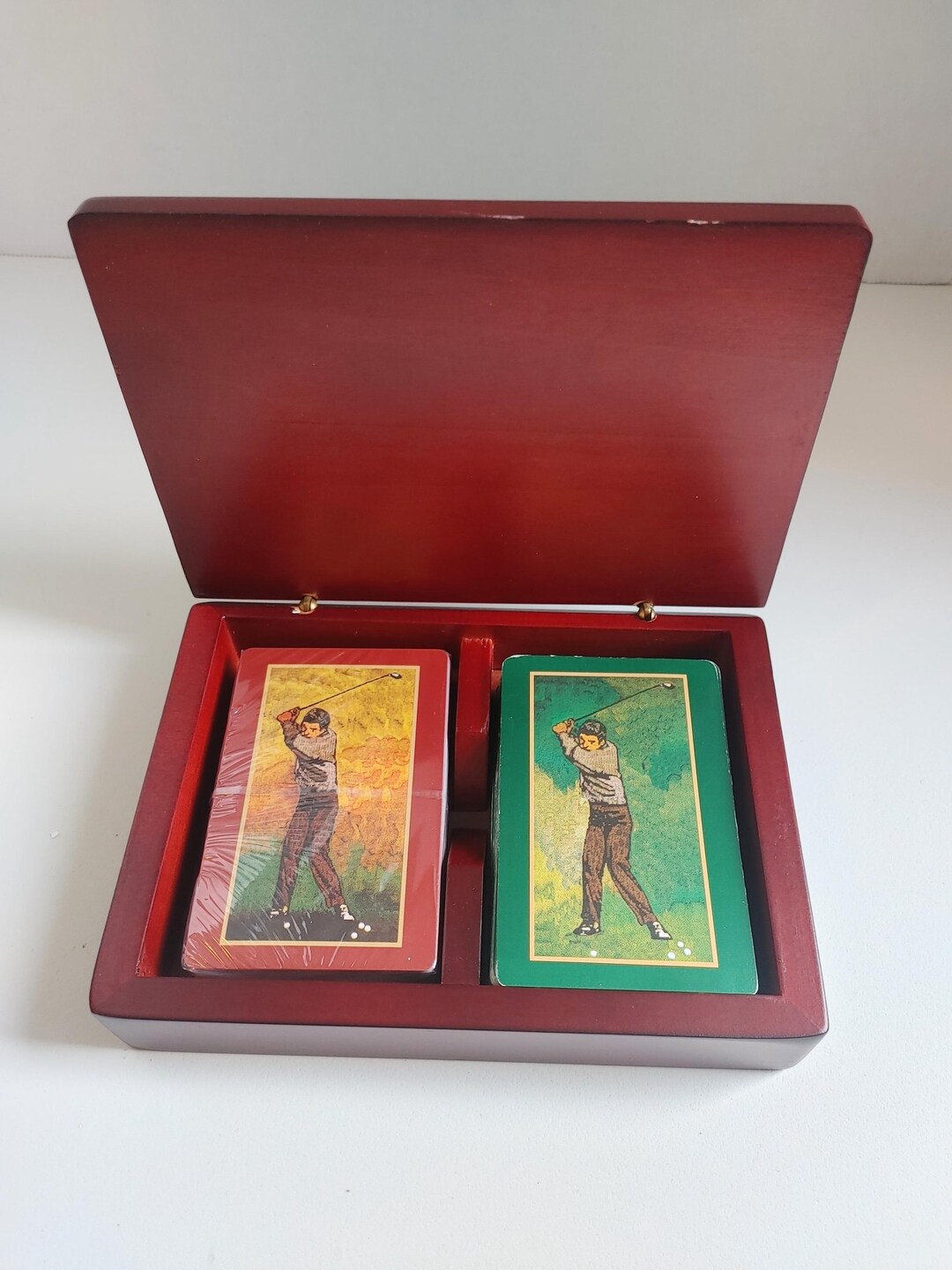 Vintage Golf Theme Playing Cards With Wooden Storage Box - Etsy