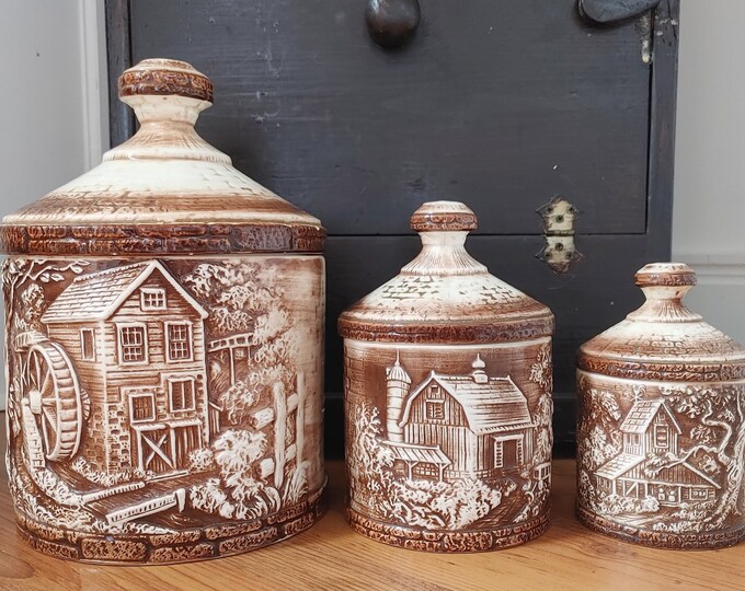 Vintage Ceramic Canister Set Farmhouse Decor 1960's Kitchen Storage - Etsy
