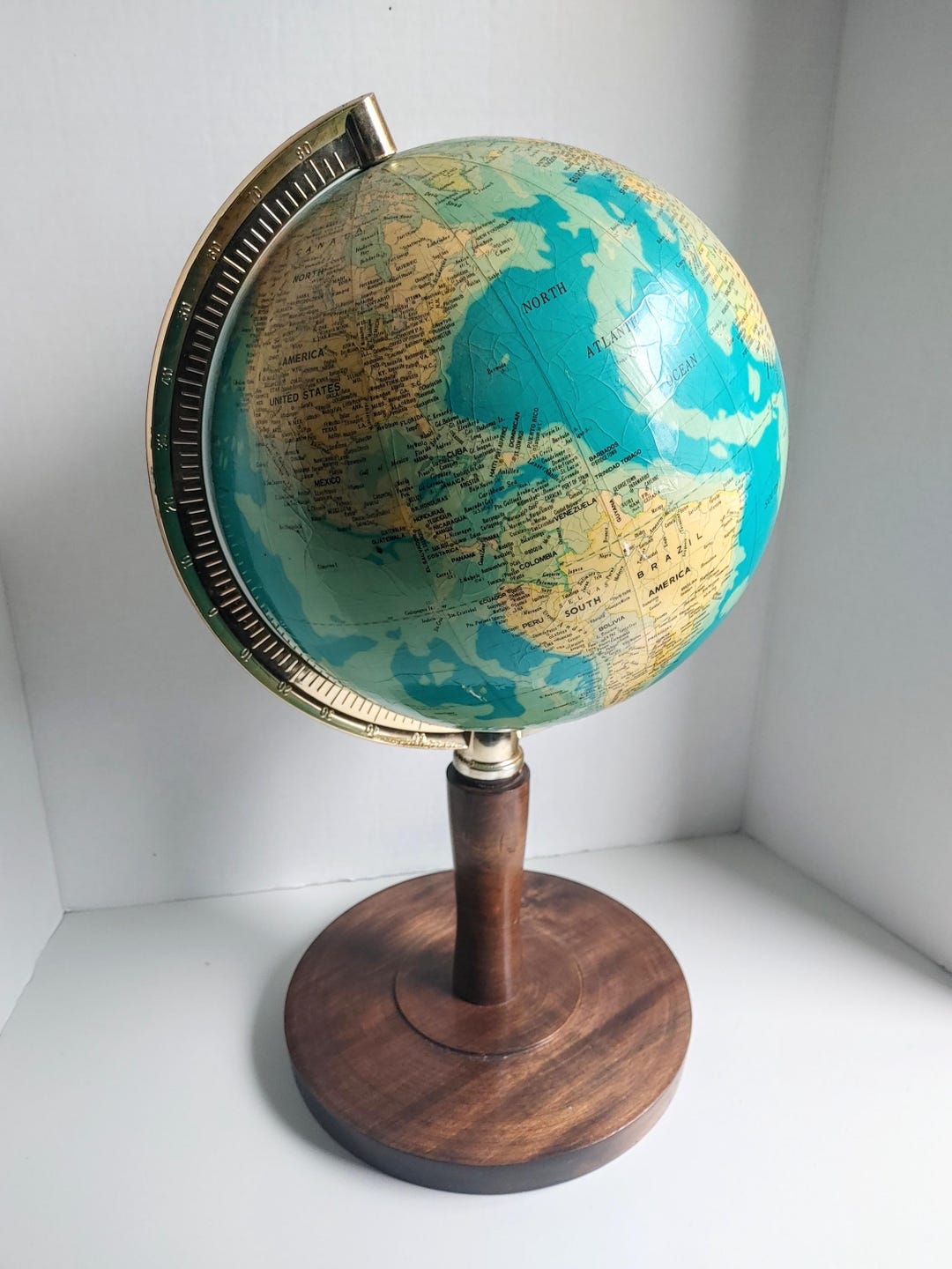 Vintage Atlas World Globe With Wood Base | Made in Japan - Etsy