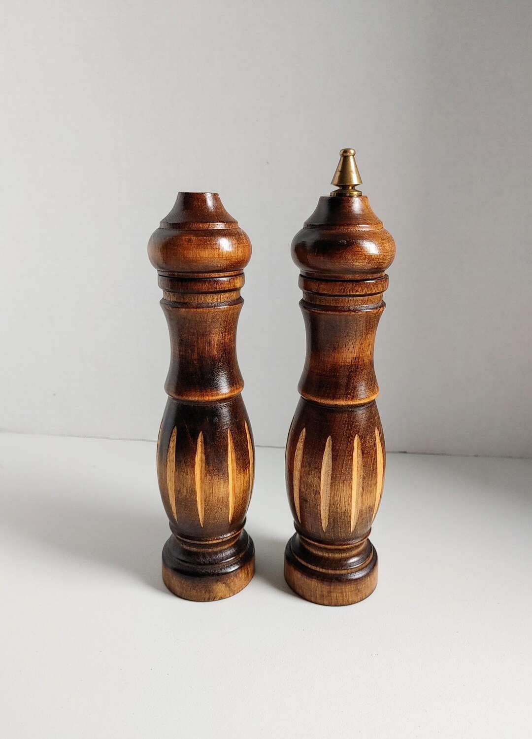 Vintage MCM Wood Salt Shaker and Pepper Mill | Giftcraft Japan - Etsy