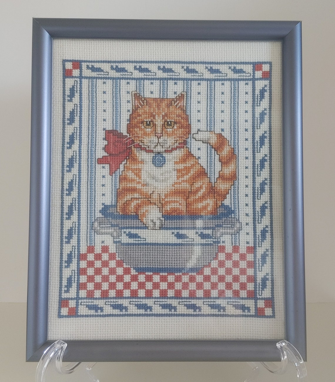 Vintage Ginger Cat Framed Cross Stitch Picture - Etsy