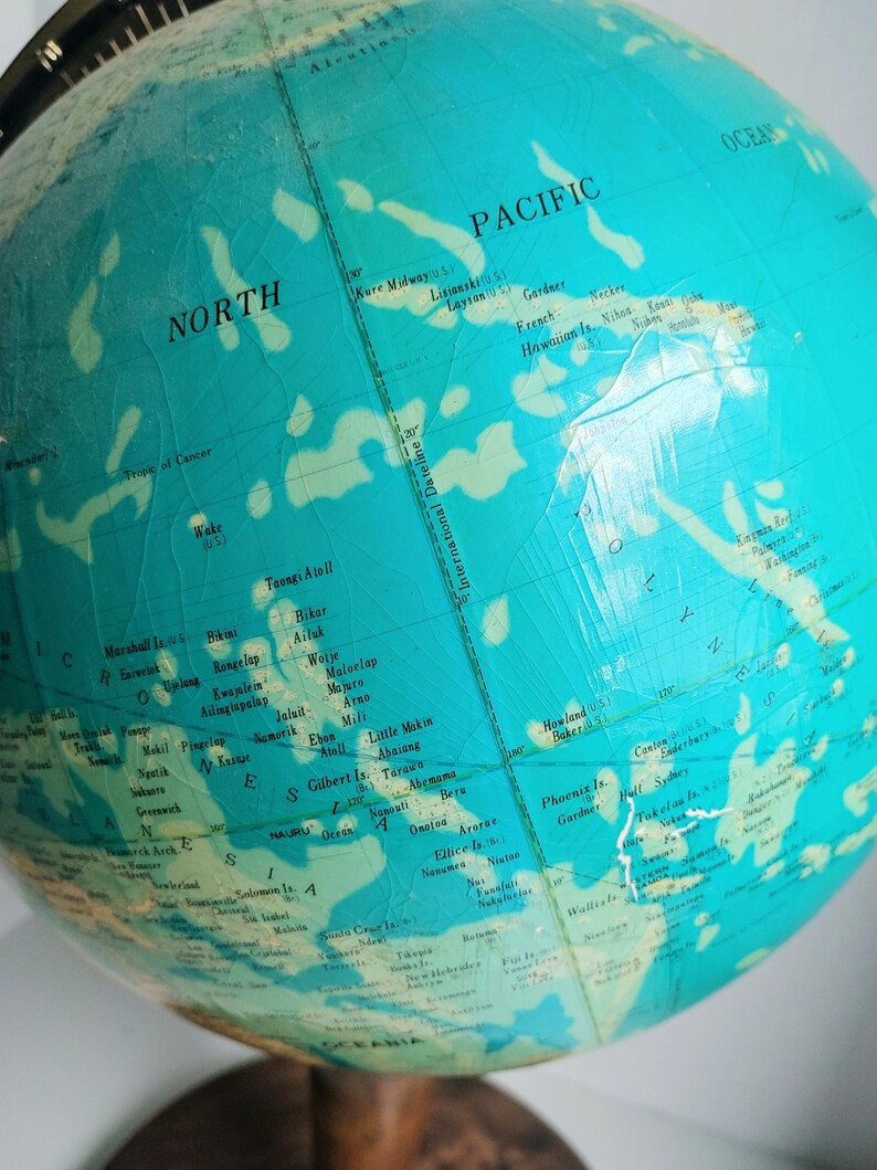 Vintage Atlas World Globe With Wood Base | Made in Japan - Etsy