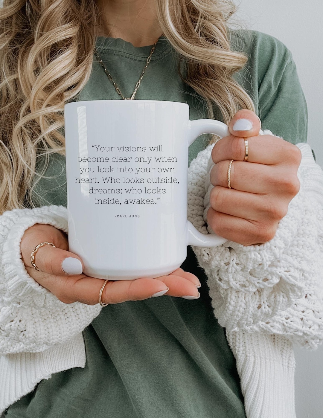 Motivational Quote Mug: Carl Jung Vision, Office Gift, 15oz Ceramic - Etsy