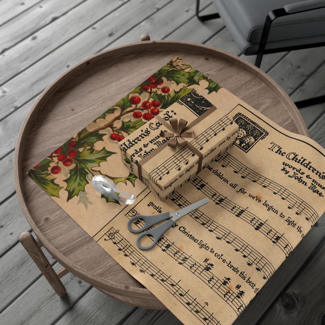 Wrapping Paper, Christmas Music Sheet Gift Wrap, Holiday Present ...