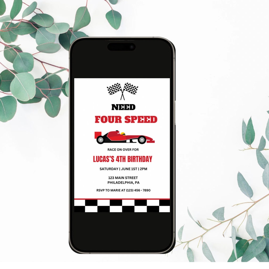 Race Car Themed Birthday Invitation, Editable Birthday Invitation ...