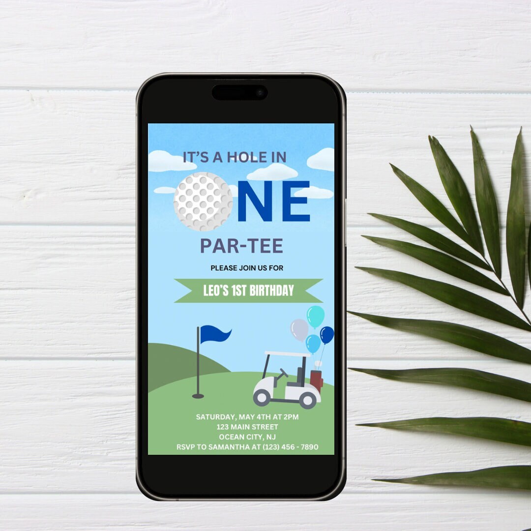 Golf Themed First Birthday Invitation, Editable Birthday Invitation ...