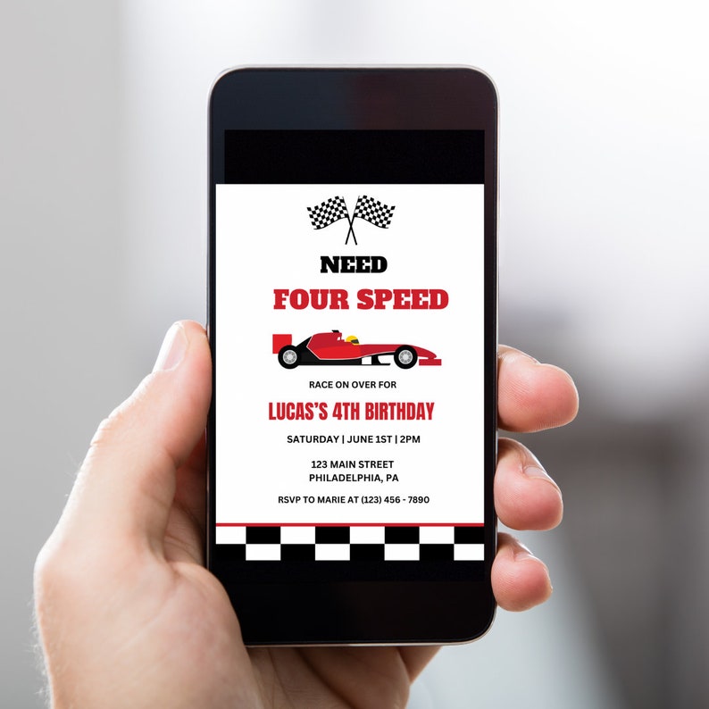 Race Car Themed Birthday Invitation, Editable Birthday Invitation ...