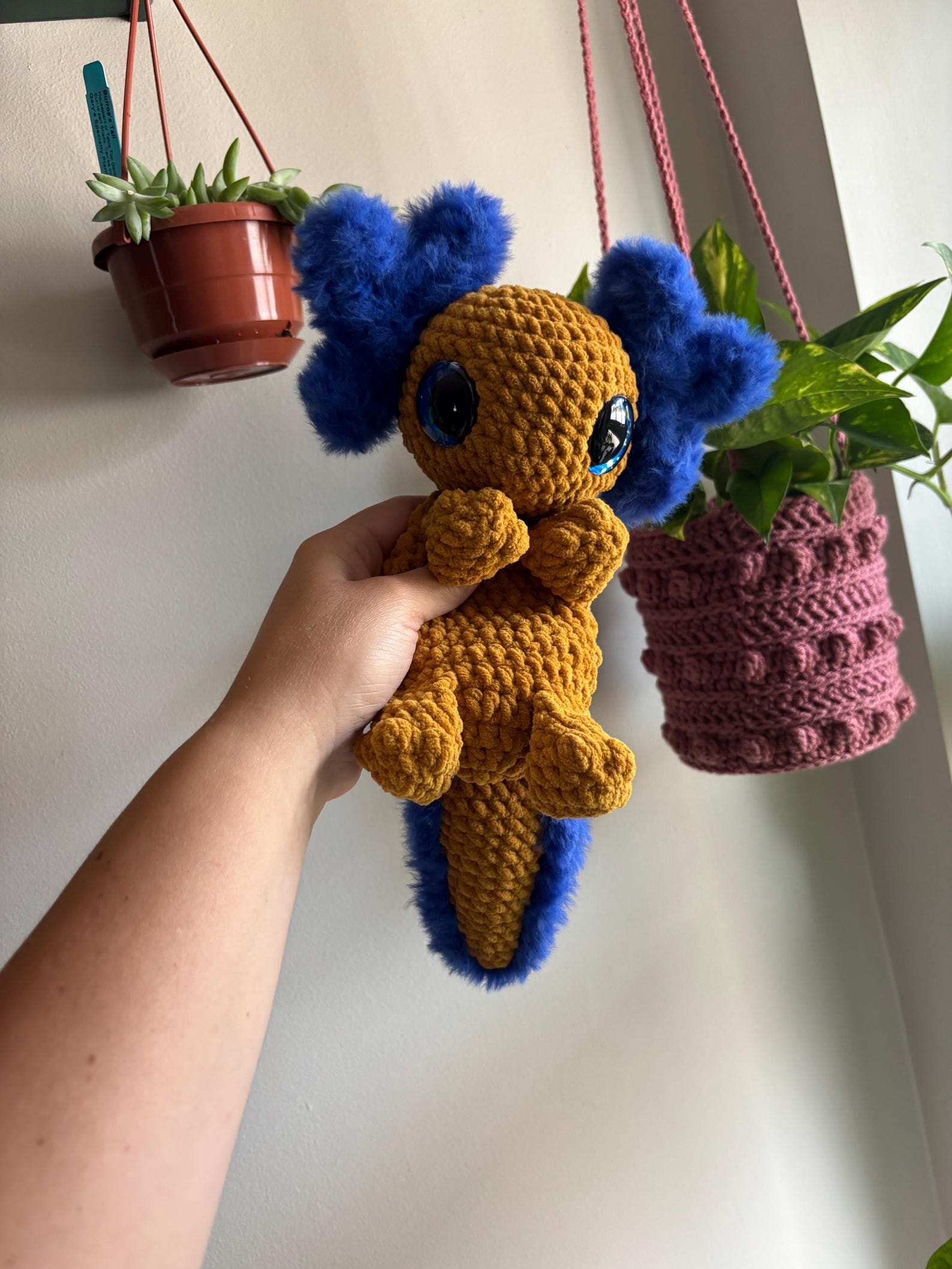 Axolotl Plush Snuggler: Soft Yarn Nursery Decor - Etsy