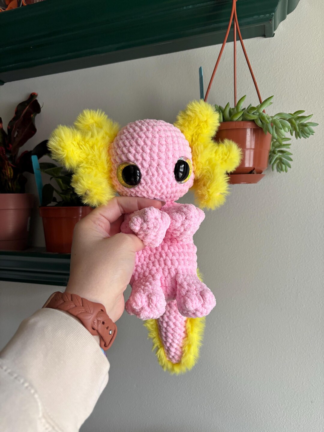 Axolotl Plush Snuggler: Soft Yarn Nursery Decor - Etsy