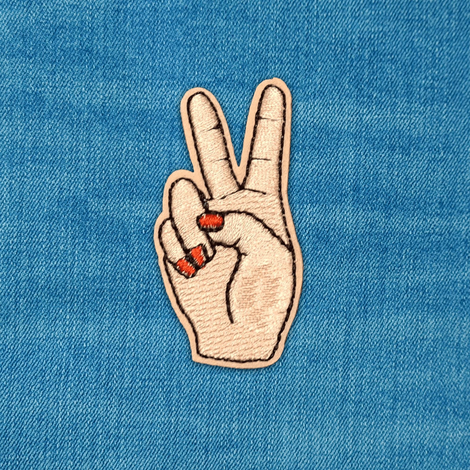 Hand Embroidered Patch Set | Peace Sign & Heart Hands Applique - Etsy