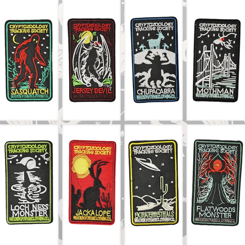 The Cryptid Collection Iron on Patches | Sew on Back Patch Embroidered ...