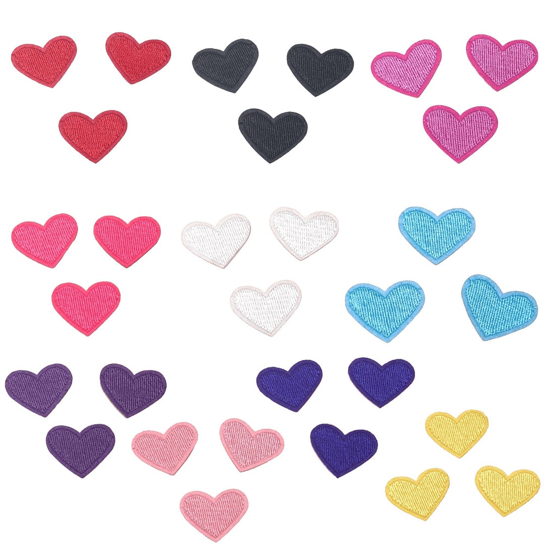 Set of 3 Small Hearts Iron on Patches | Sew on Embroidered Patch Badge ...