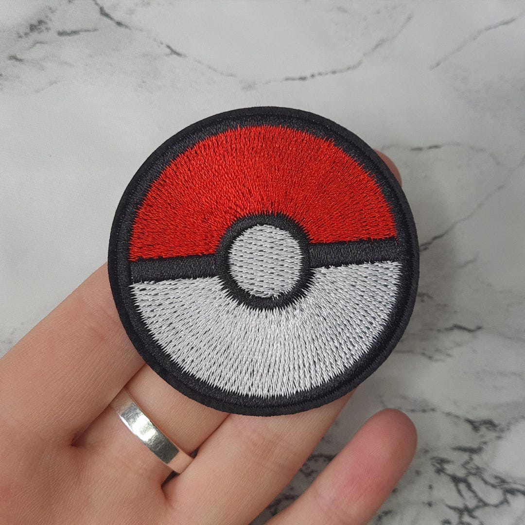 Classic Pokeball Iron on Patch | Sew on Patch Applique, Embroidered ...