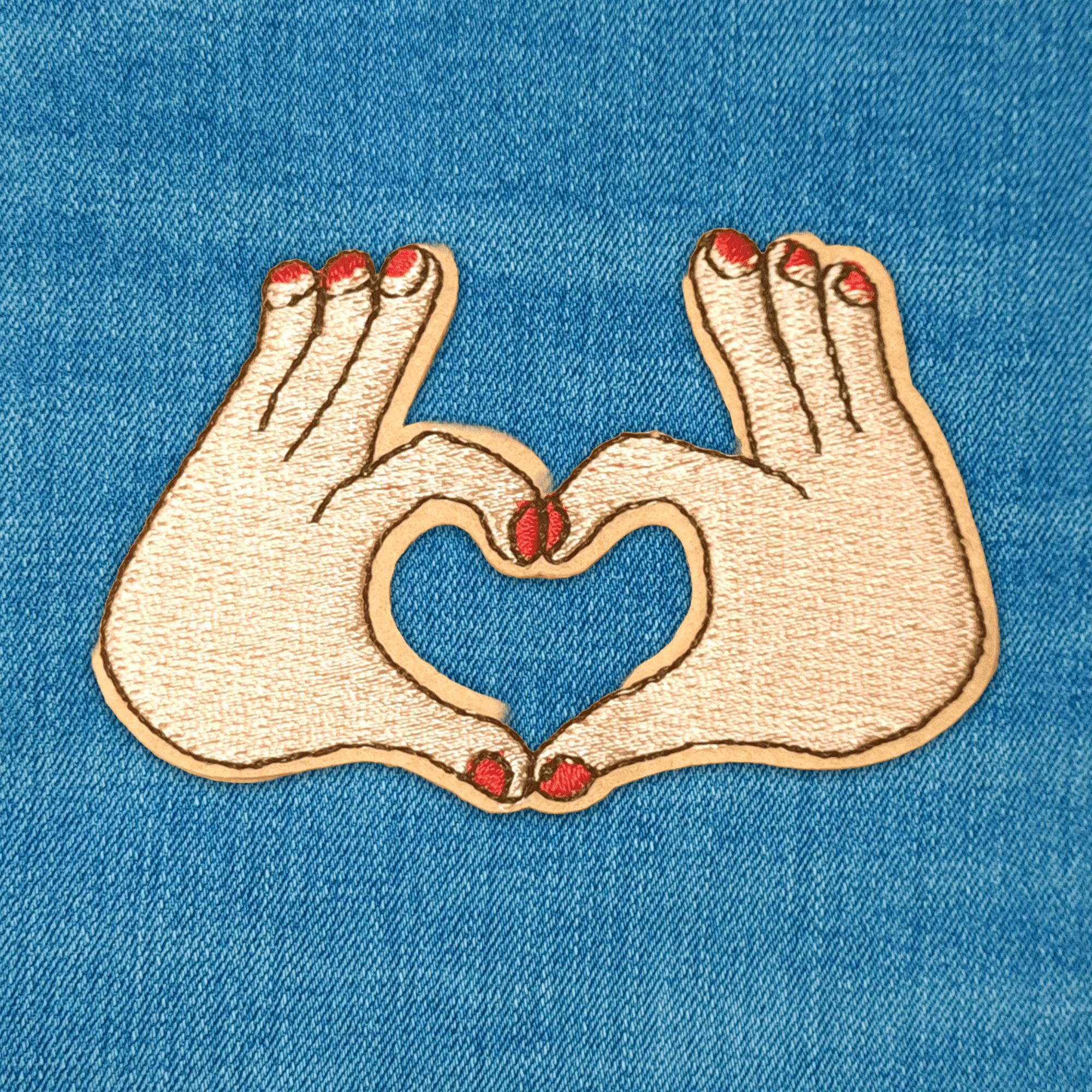 Hand Embroidered Patch Set | Peace Sign & Heart Hands Applique - Etsy
