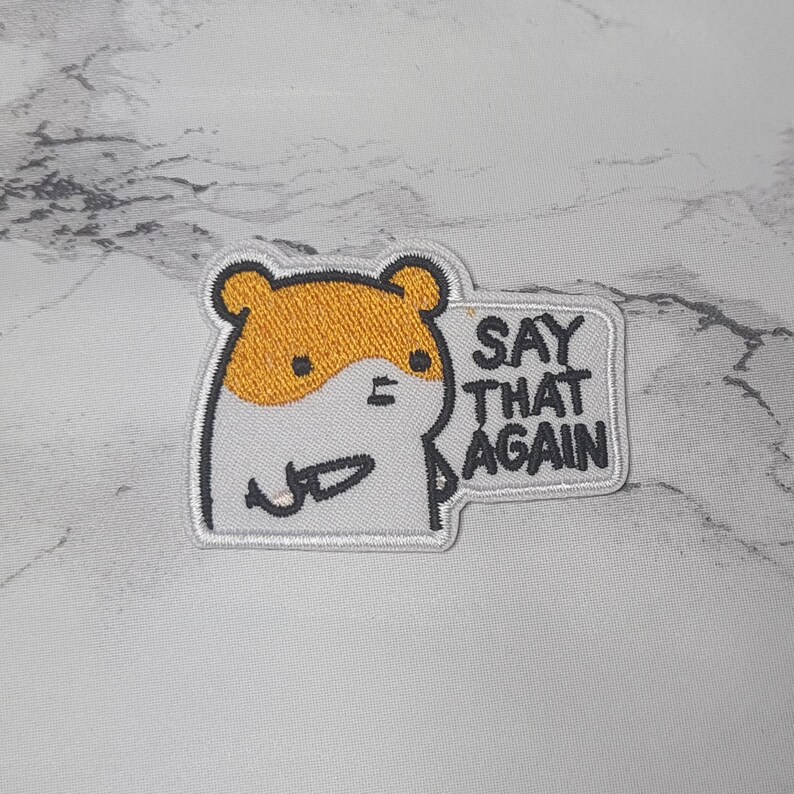 Say That Again Cute Hamster Iron on Patch Sew on Embroidered Patch ...