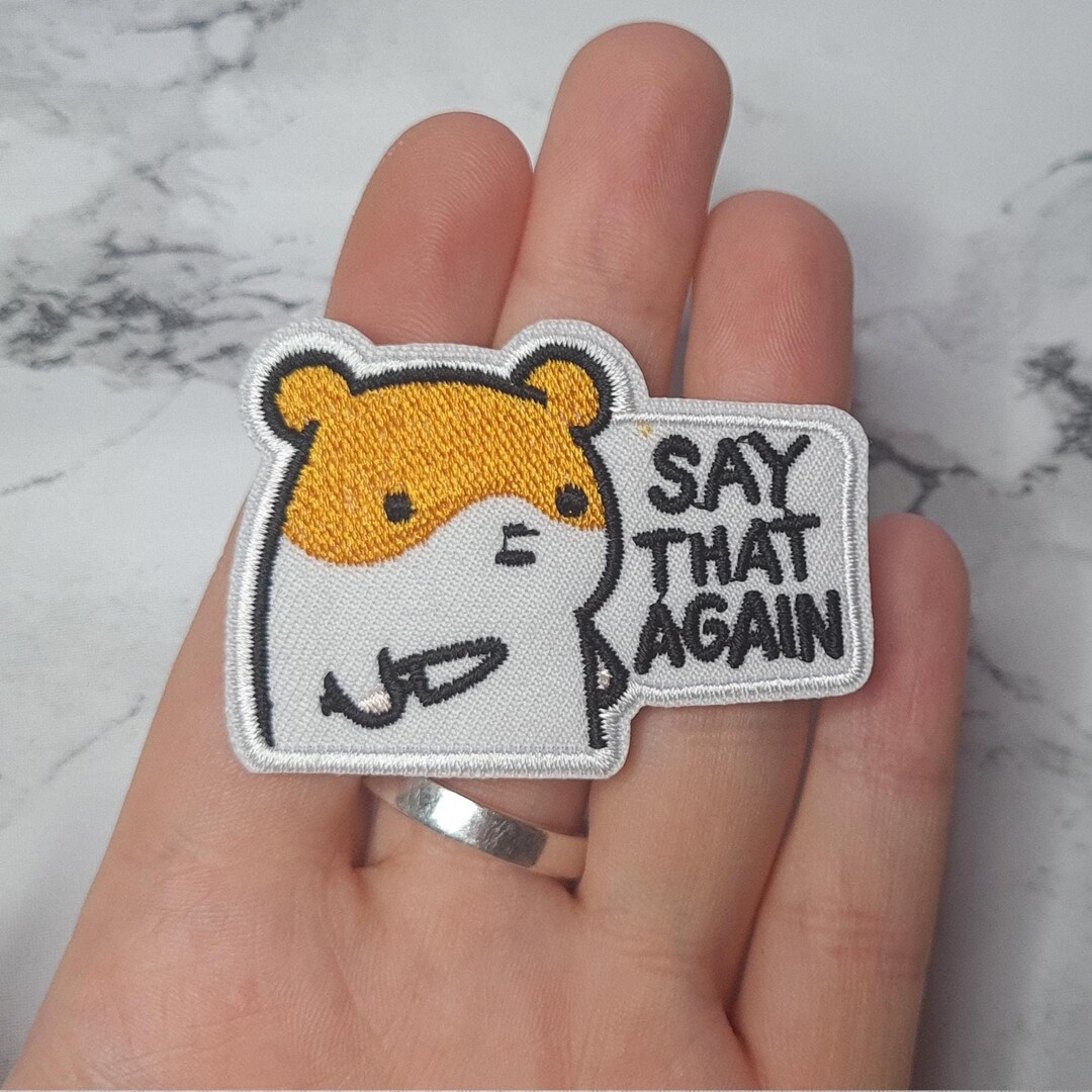 Say That Again Cute Hamster Iron on Patch Sew on Embroidered Patch ...