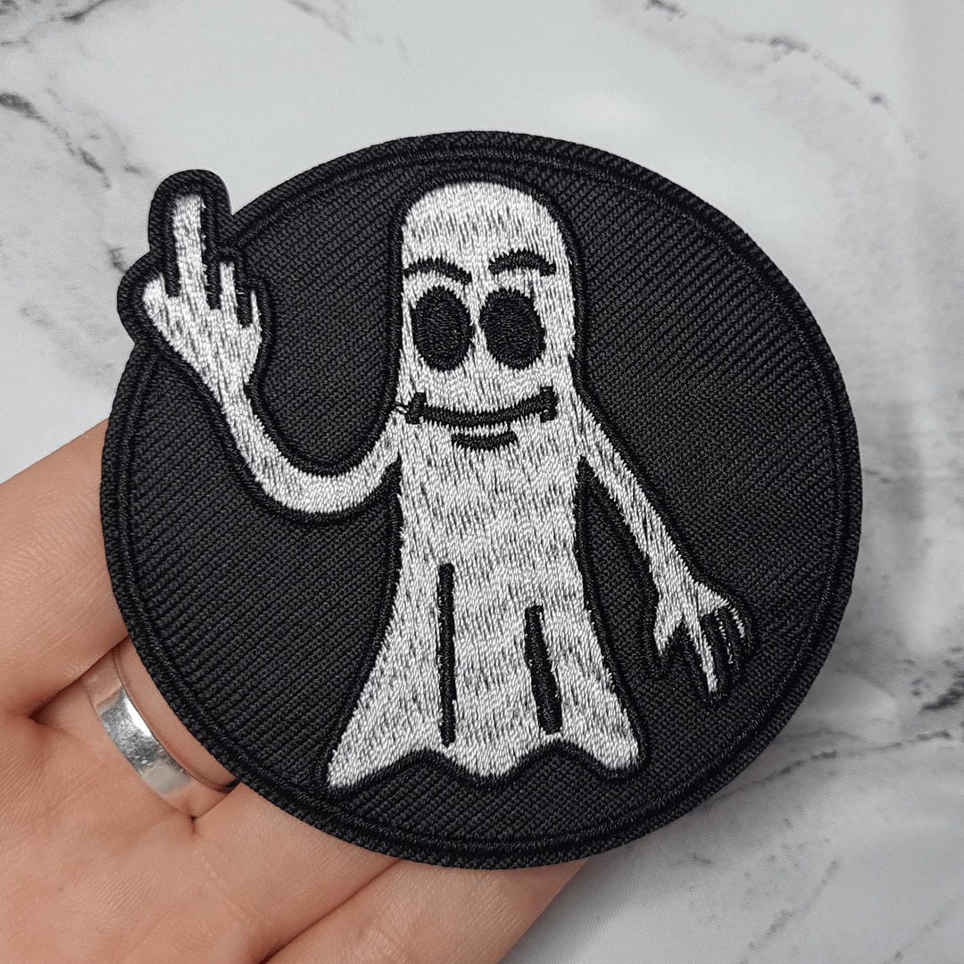 Middle Finger Ghost Embroidered Patch | Iron on Patches Back Patch Embroidered Badge Patches for ...