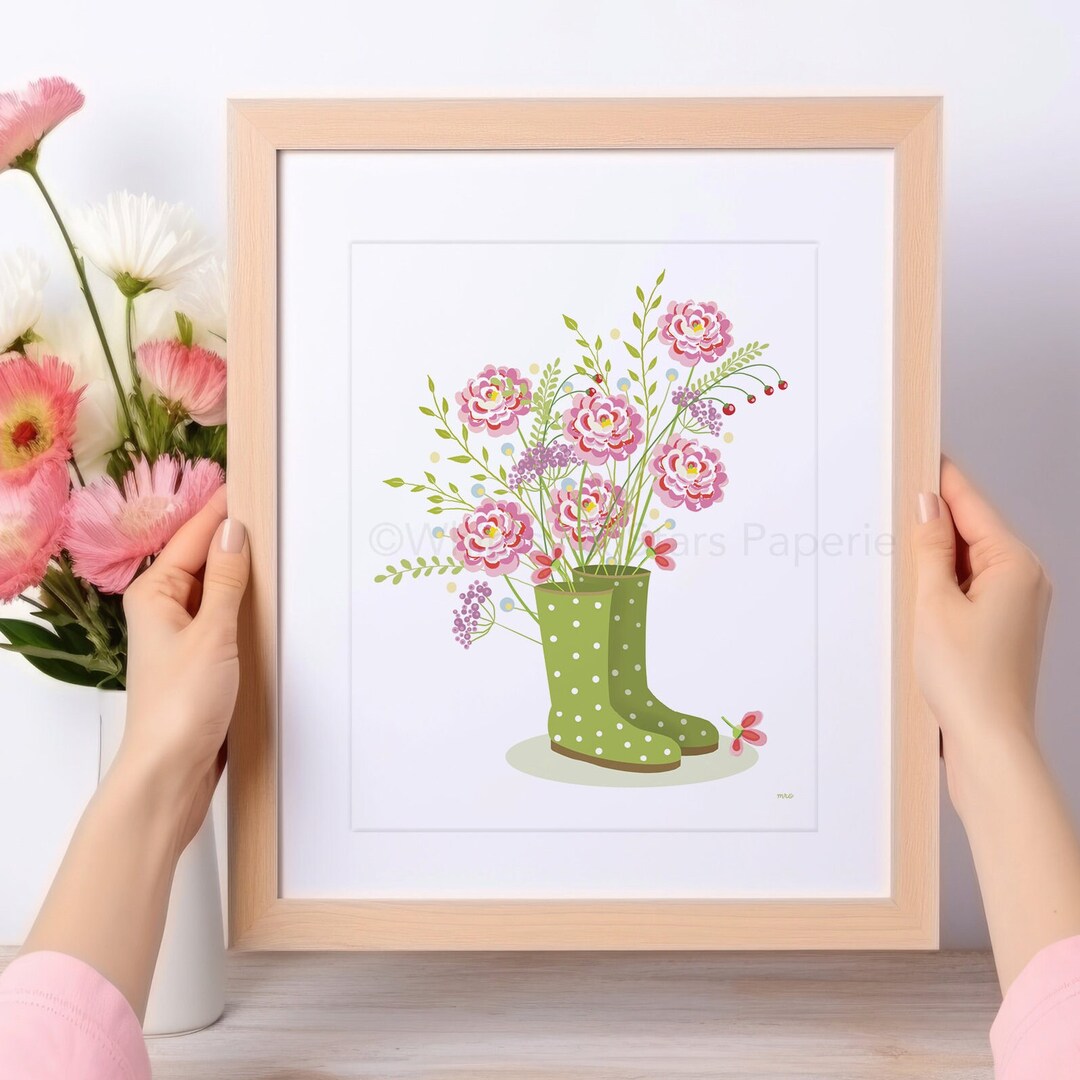 Art Print Garden Boot Bouquet - Etsy