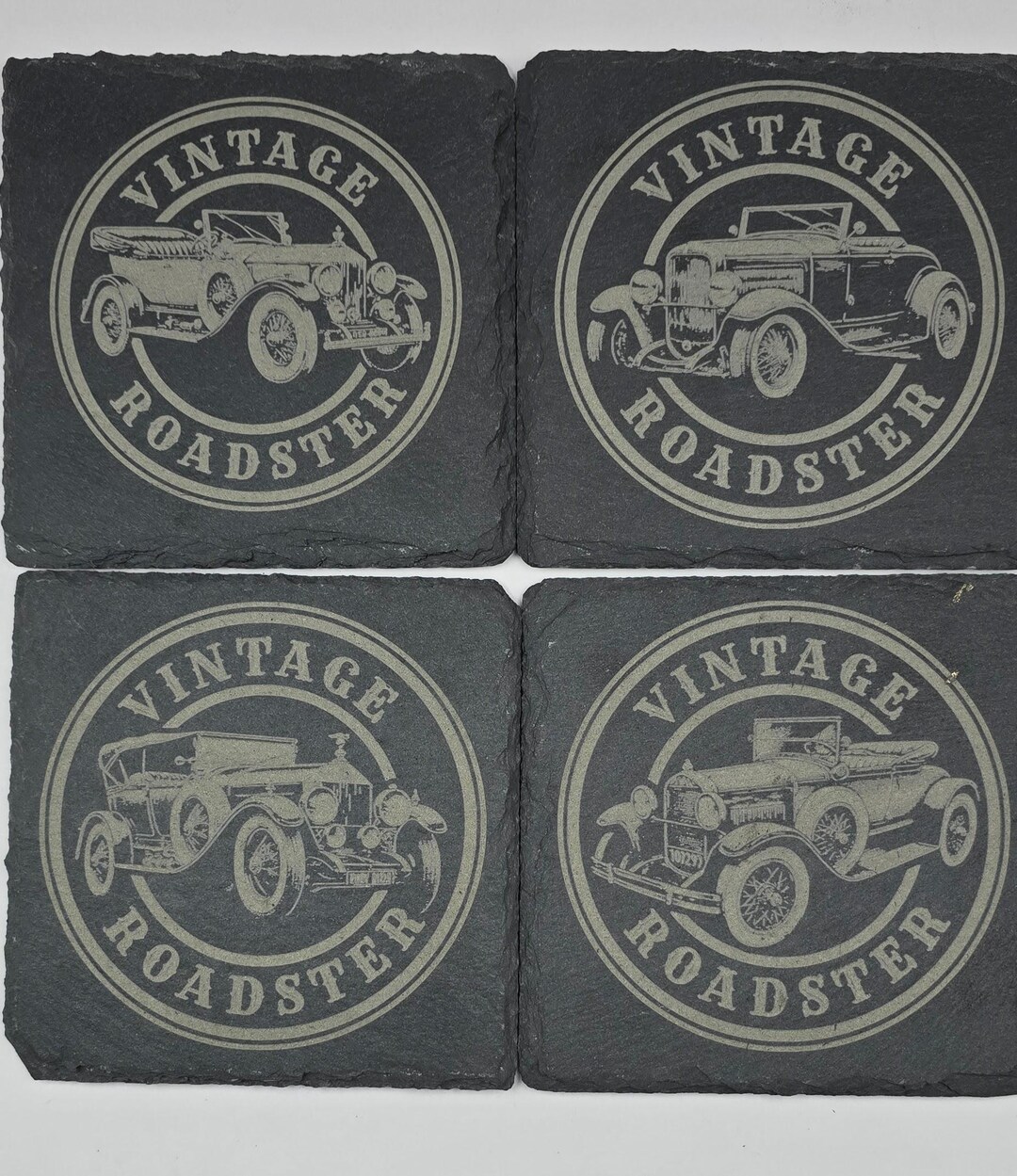 Laser Engraved Vintage Roadster Slate Coasters - Etsy