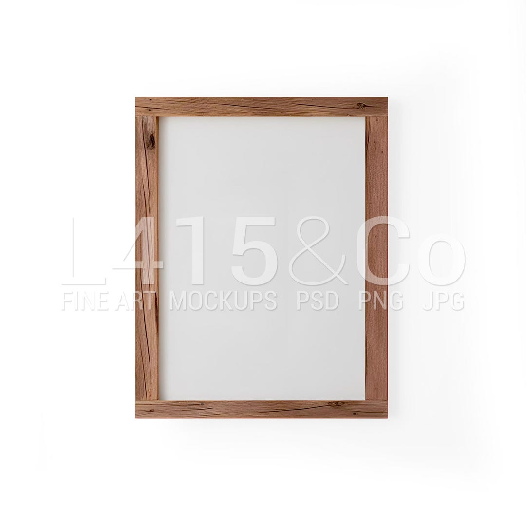 Wall Art Mockup | 5 Rustic Wood Frame Color Bundle | Simple Wood Frame ...