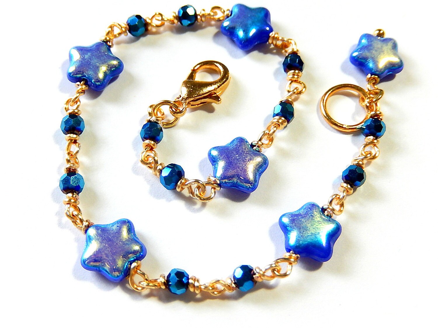Blue Star Bracelet, Gold Wire Wrapped Celestial Jewelry - Etsy Ireland