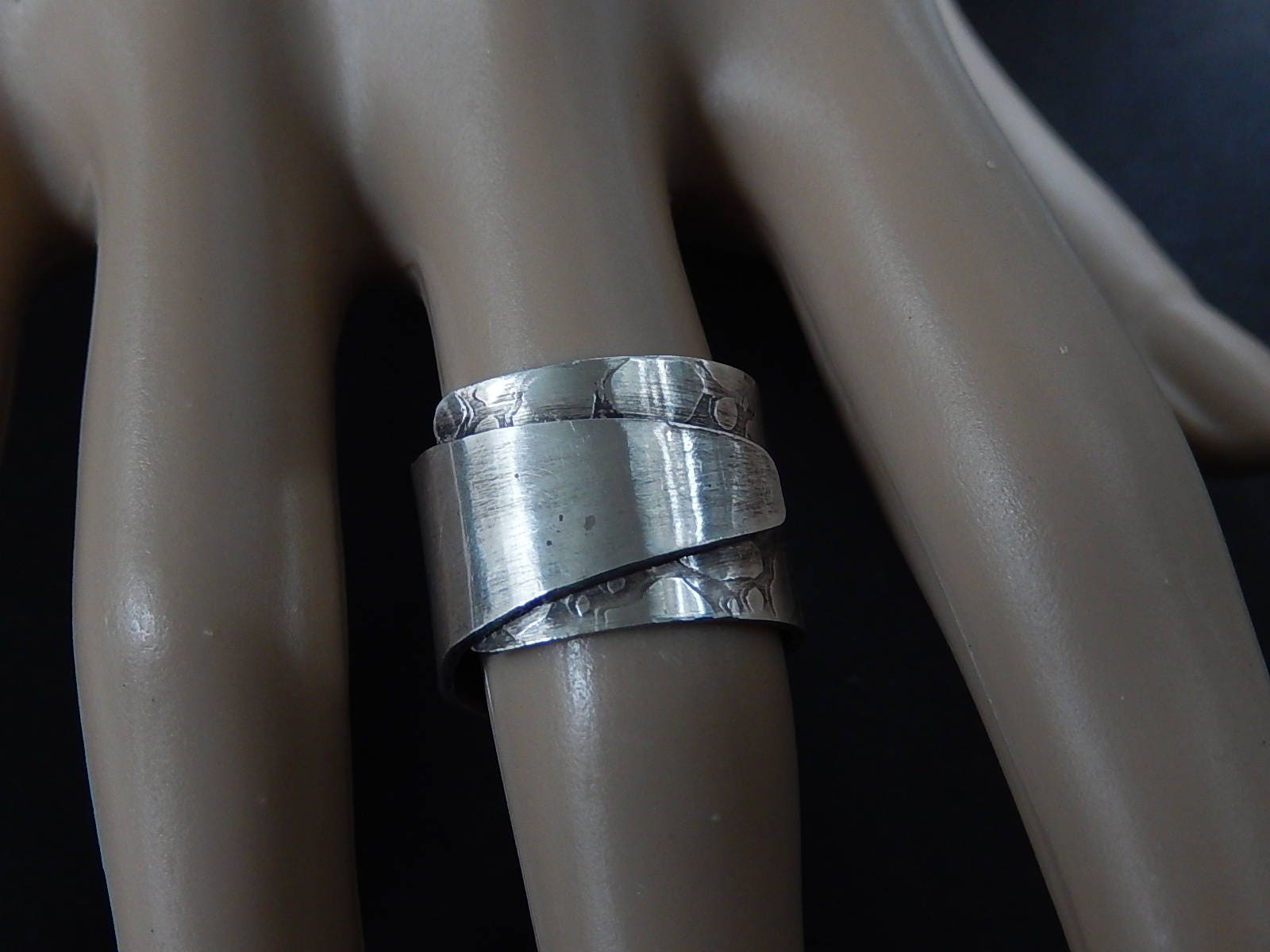 Overlapping Sterling Silver Ring Wide Band Wrap Ring | Etsy