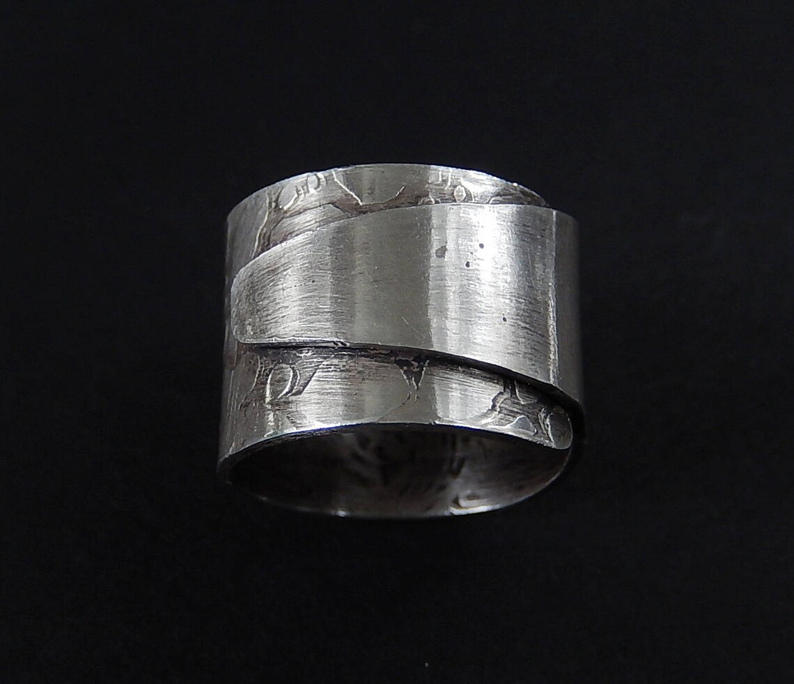 Overlapping Sterling Silver Ring Wide Band Wrap Ring | Etsy