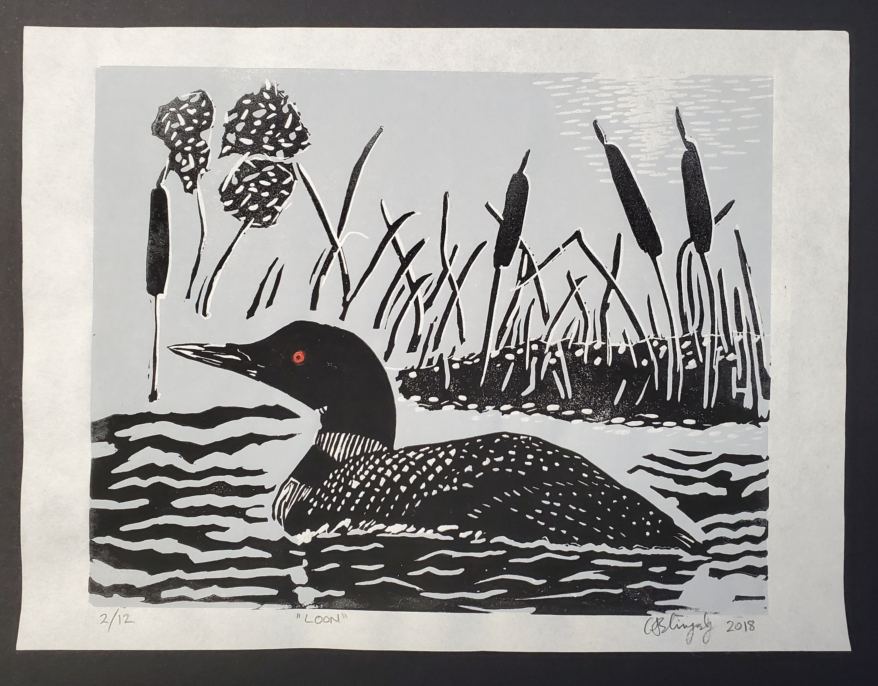 Original Linocut Handpulled Print - "loon" - Limited Edition - Etsy