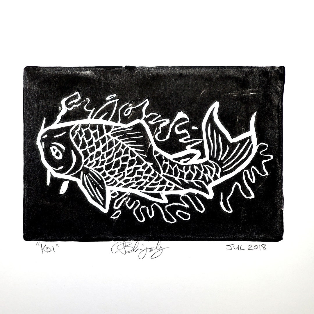 Asian KOI Fish - Original Linocut Handpulled Print - Etsy