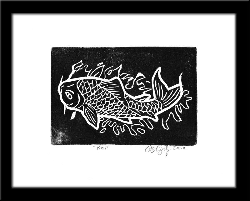 Asian KOI Fish - Original Linocut Handpulled Print - Etsy
