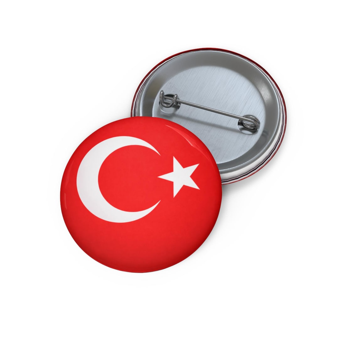Turkish Flag Pin Button | Turkey Crescent Star Button Badge - Etsy