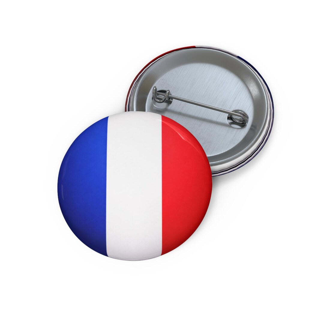French Flag Pin Button | Tricolor Circle Flag Badge - Etsy
