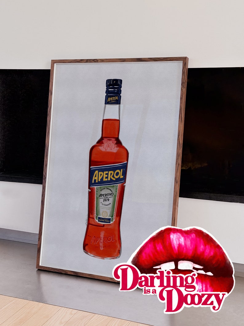 Aperol Bottle Watercolor Print | Digital Download Wall Art | Aesthetic ...