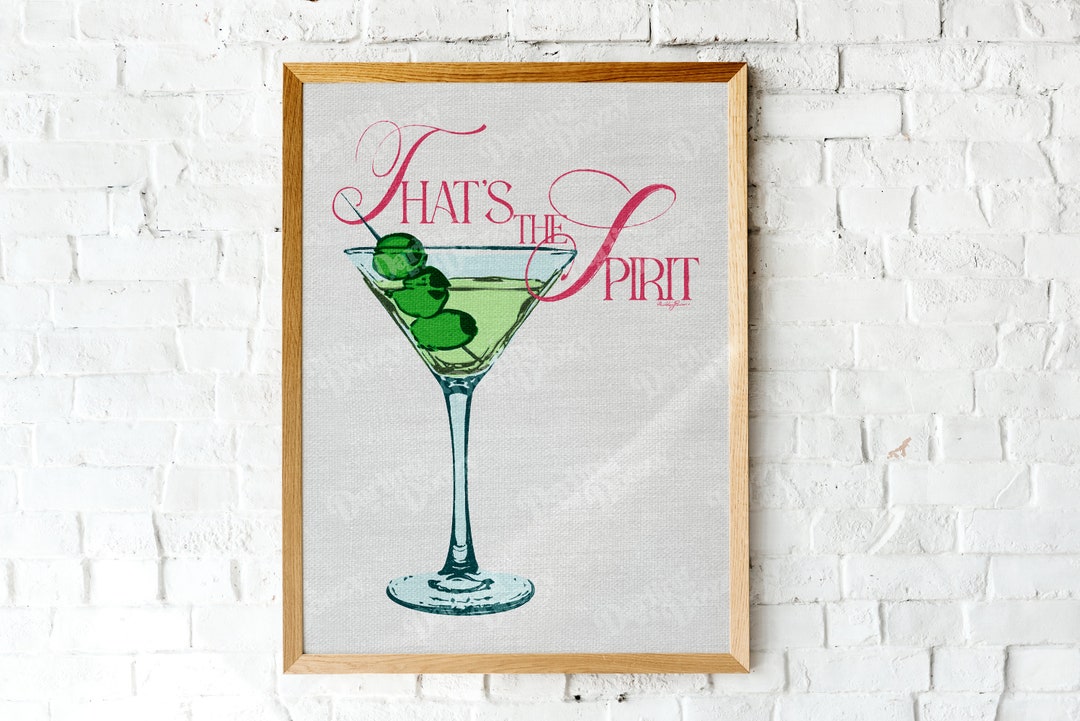 That's the Spirit Martini Illustration | Cocktail Wall Art Print - Etsy