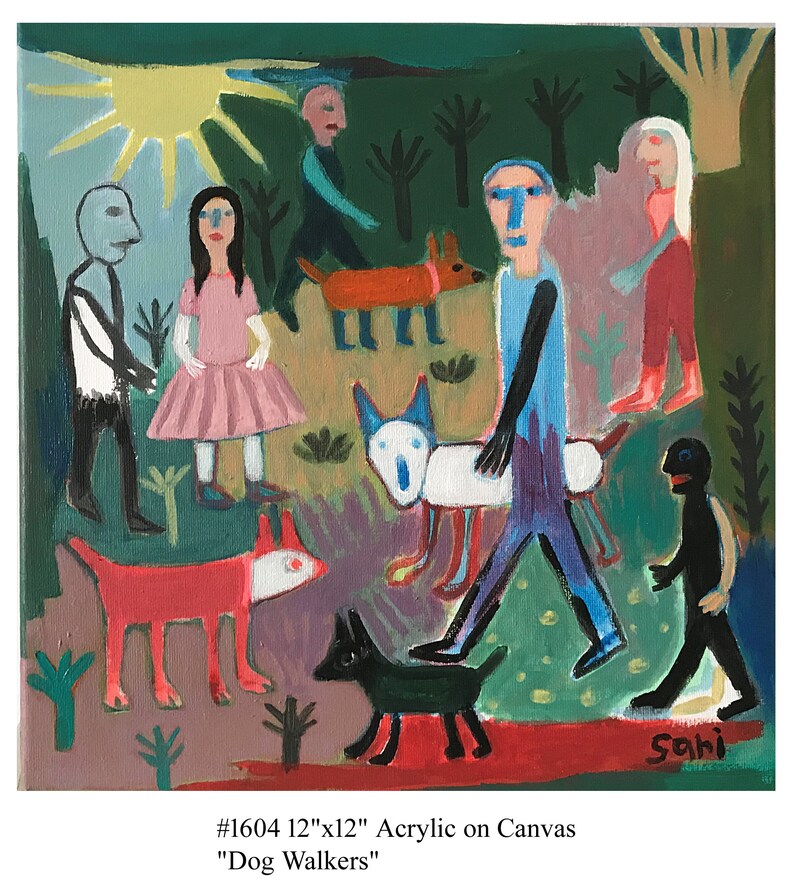 DOG WALKERS / Original Painting / Figurative Art / DOG Painting ...