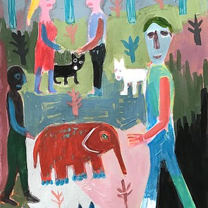 RED ELEPHANT Painting / Figurative Art / Expressionism Art | Etsy