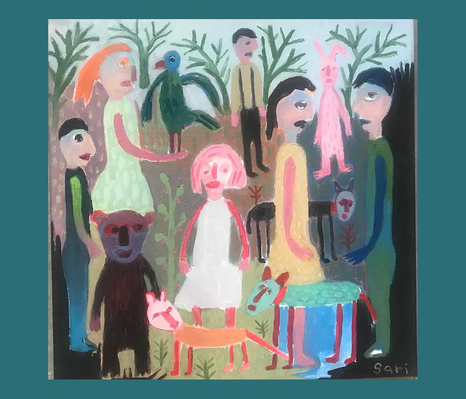 DOGS Painting / Figurative Painting / Figurative Art / 16"x16" Painting ...