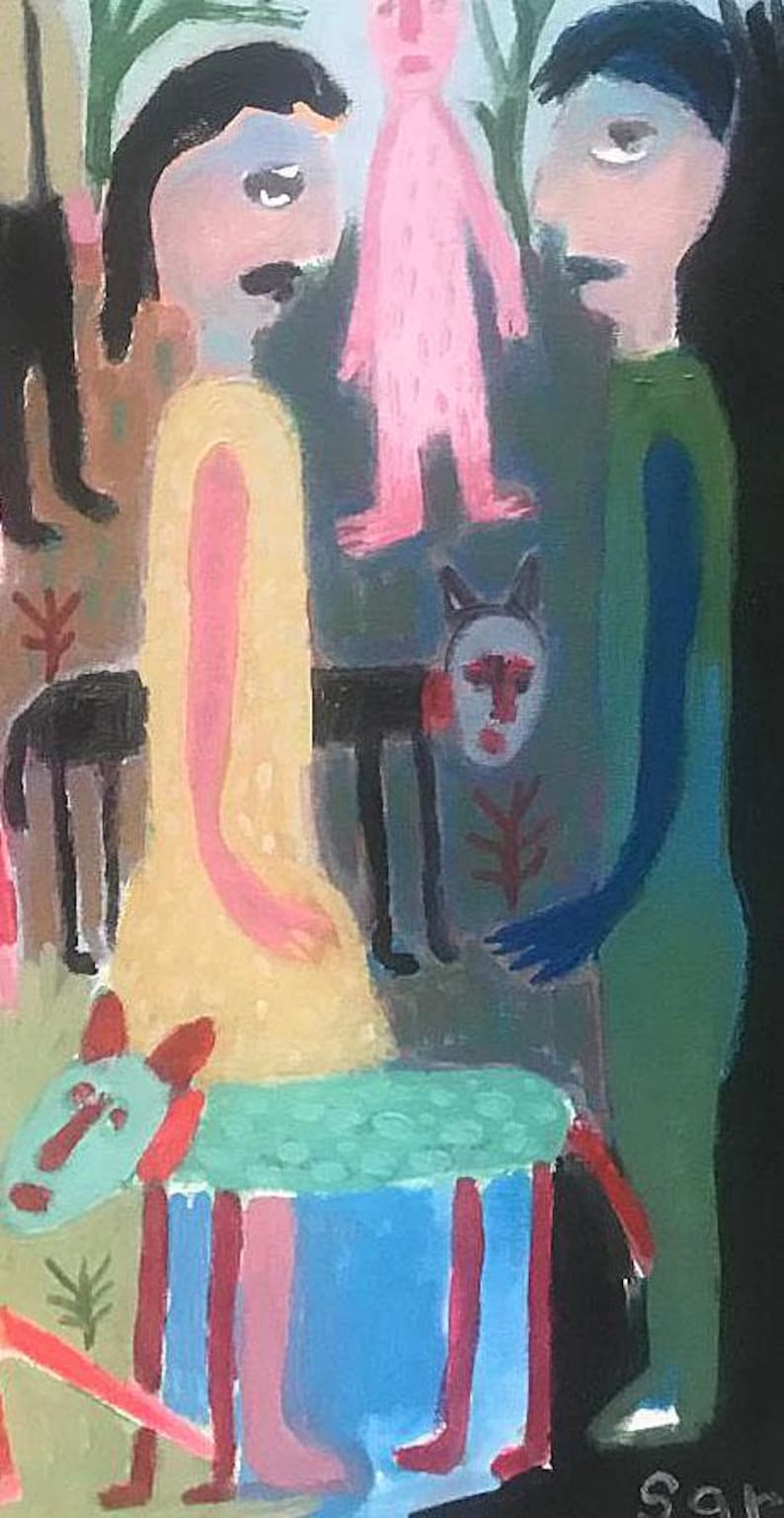 DOGS Painting / Figurative Painting / Figurative Art / 16"x16" Painting ...