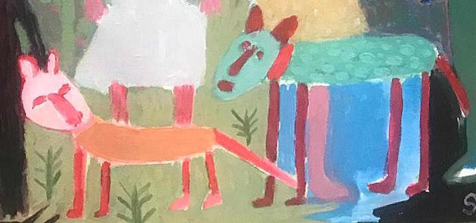 DOGS Painting / Figurative Painting / Figurative Art / 16"x16" Painting ...