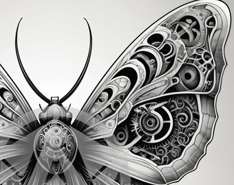 Biomechanical Moth Tattoo Design - Easy Download, High (4k+) Resolution ...