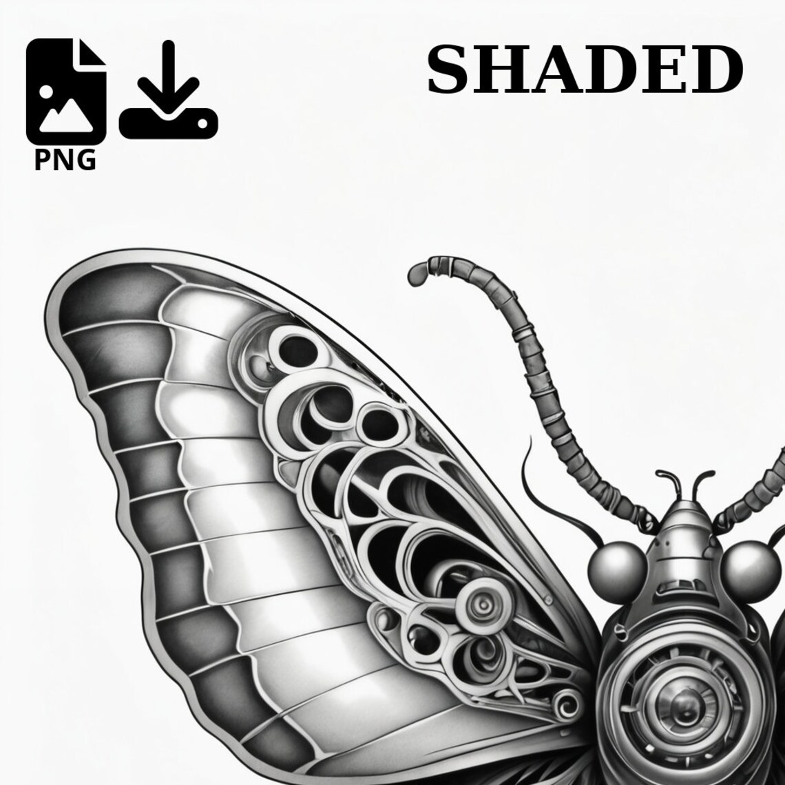 Biomechanical Moth Tattoo Design - Easy Download, High (4k+) Resolution ...