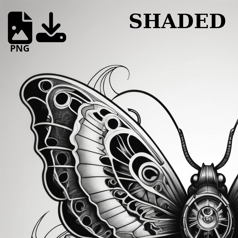 Biomechanical Butterfly Tattoo Design - Easy Download, High (4k ...