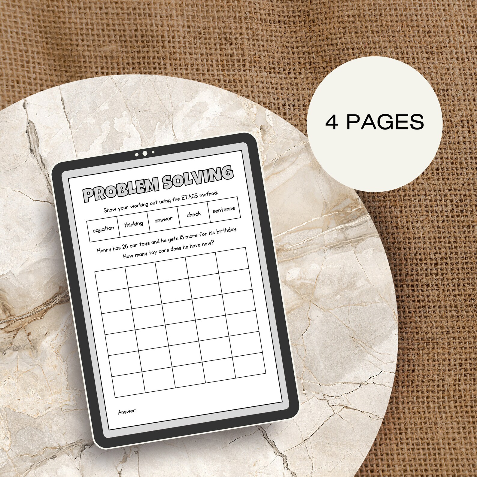 Problem-solving Mathematics Worksheet - Etsy