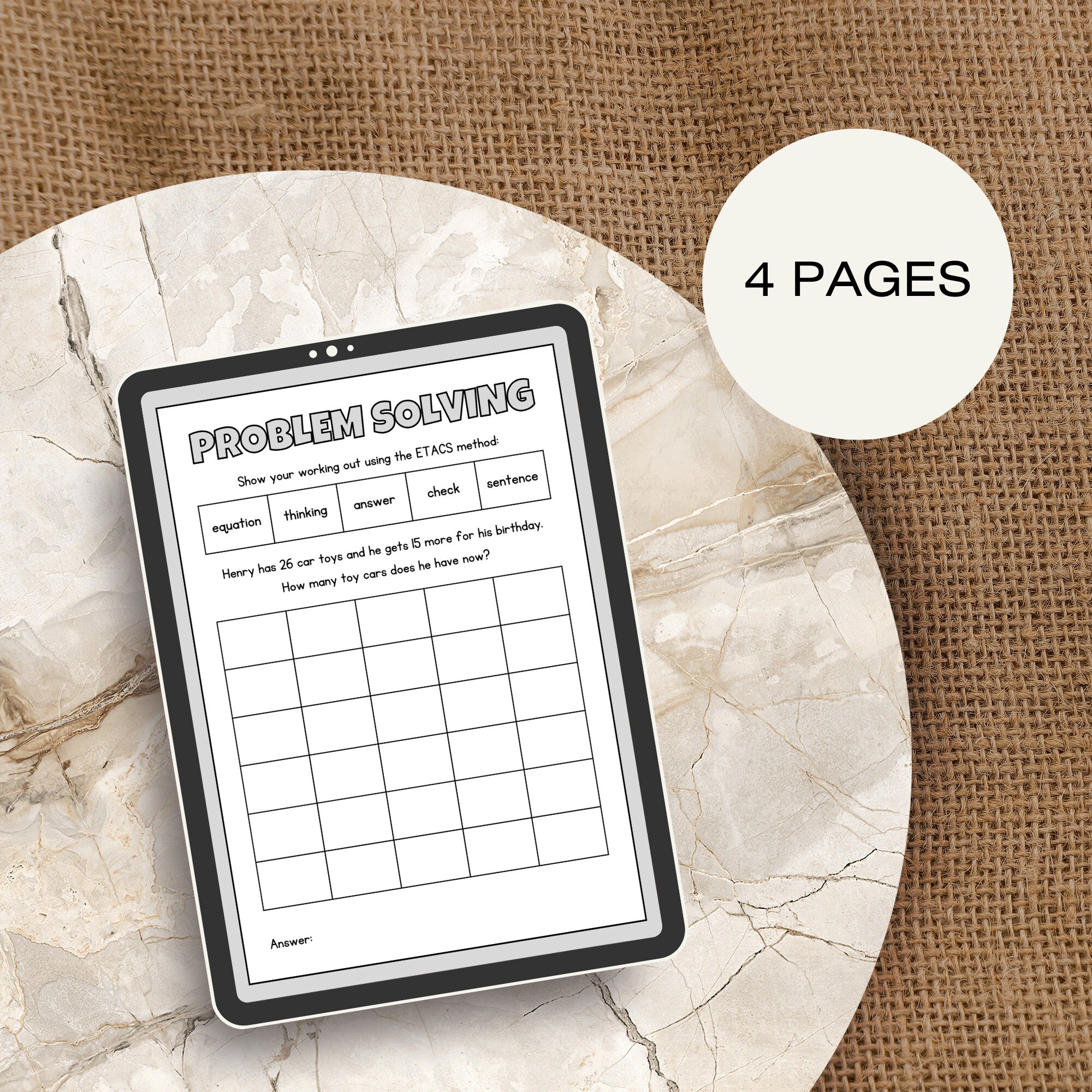 Problem-solving Mathematics Worksheet - Etsy